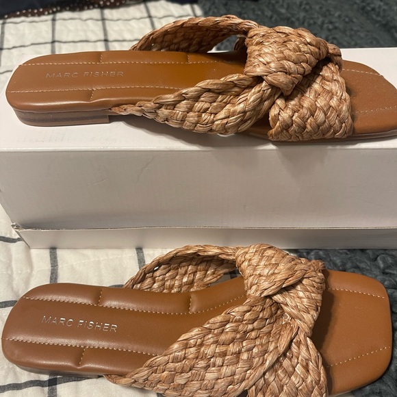 Marc Fisher | Shoes | Marc Fisher Slides 75 Raffia | Poshmark